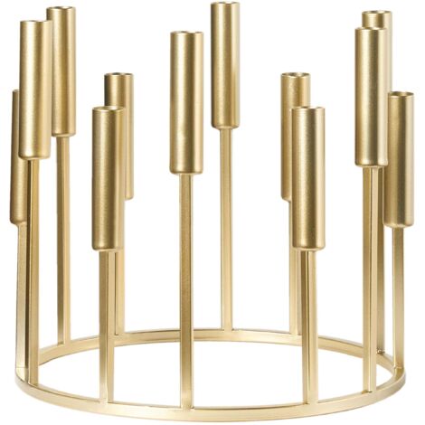 Portacandele per 12 candele Decorazione minimalista Base rotonda Oro ...