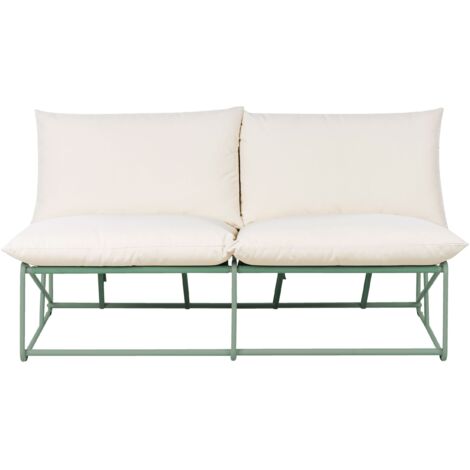 Divano basso oversize in metallo con cuscini verde Pico
