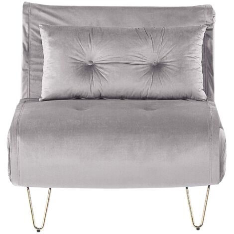 Divano Letto ad 1 Posto In Tessuto Vellutato Glam Grigio Vestfold