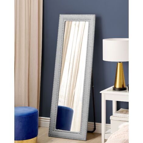 Specchio da terra in ecopelle grigio chiaro 50 x 150 cm Locronan