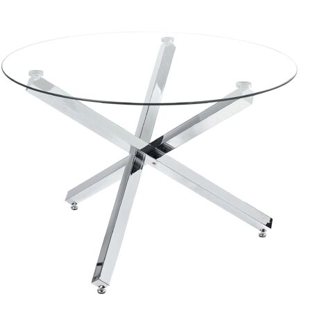 Tavolo da pranzo rotondo moderno con piano in vetro ø110 cm Base in ...