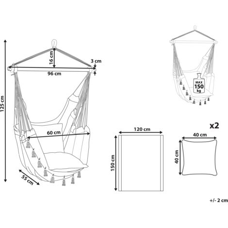 Sedia amaca da interno all'aperto Boho Swing Cuscini di seduta in ...