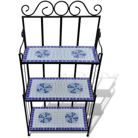 Support pour plantes Mosaïque bleu et blanc