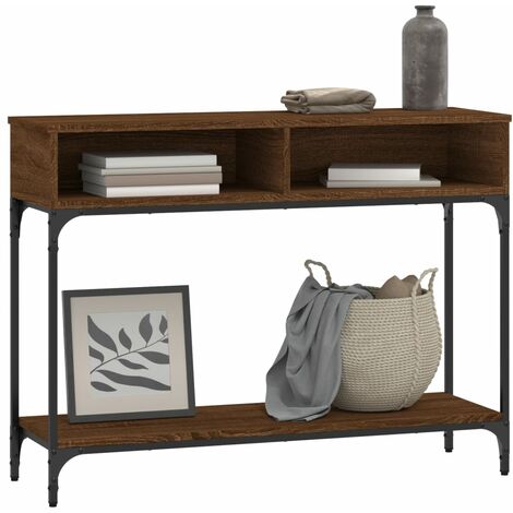 Table console chêne marron 100x30,5x75 cm bois d'ingénierie
