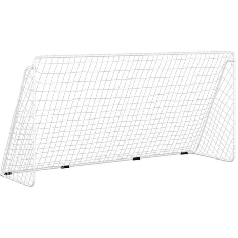 But de football avec filet Blanc 366x122x182 cm Acier