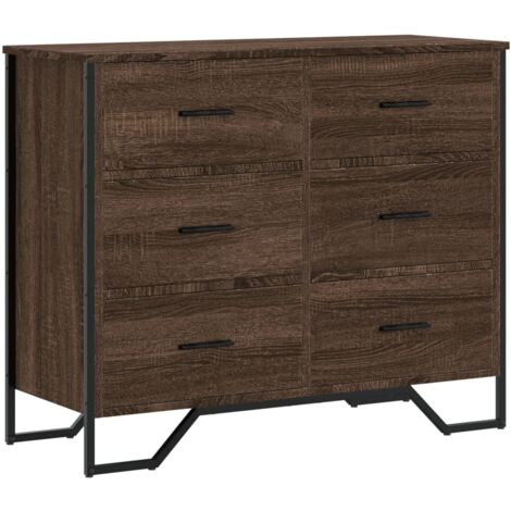 Commode chêne marron 91x35,5x74,5 cm bois d'ingénierie
