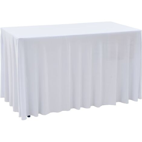 Nappes élastiques de table avec jupon 2 pcs 183x76x74cm Blanc