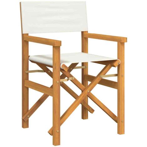 Chaise de metteur en scène pliante crème bois teck massif