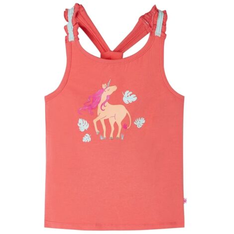 Débardeur enfant imprimé licorne corail 128