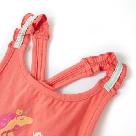 Débardeur enfant imprimé licorne corail 128
