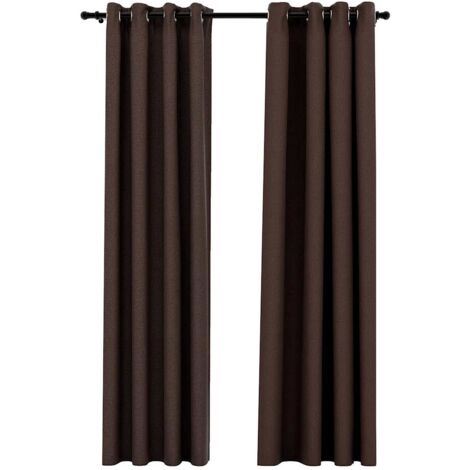 Rideaux occultants Aspect lin avec œillets 2pcs Taupe 140x245cm