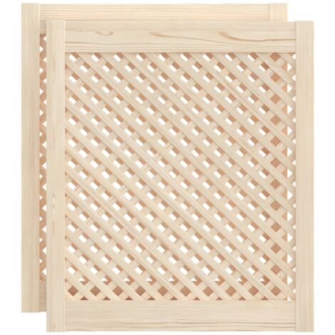 Portes d'armoires en treillis 2 pcs 59,5x69 cm pin massif
