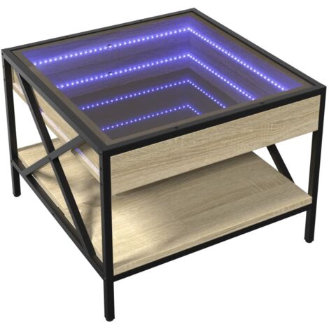 Table basse avec LED infini chêne 50x50x38 cm