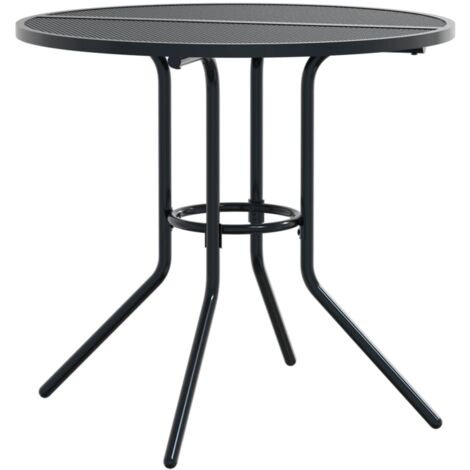 Table de patio ronde anthracite acier enduit de poudre