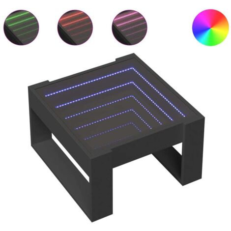 Table basse avec LED infini noir 50x53x30 cm