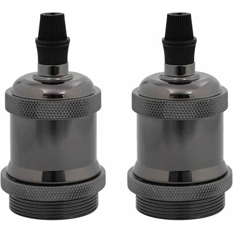 Douilles de lampe 2 pcs noir brillant E27