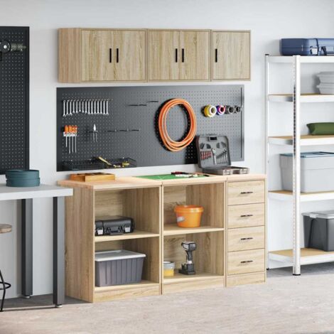 Armoires de garage 6 pcs chêne bois d'ingénierie