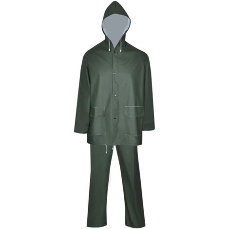 Combinaison de pluie imperméable 2 pcs avec capuche vert XL