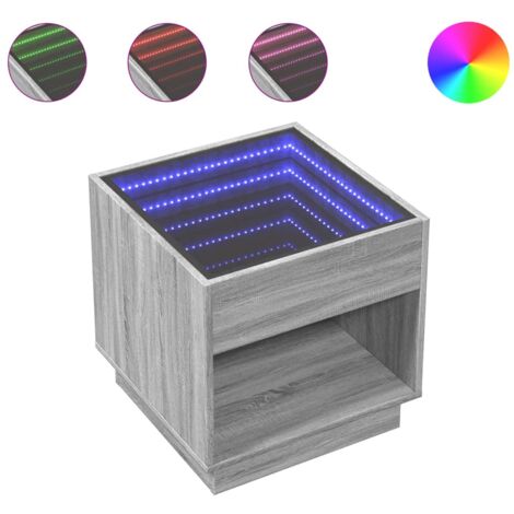 Table basse avec LED infini gris 50x50x50 cm