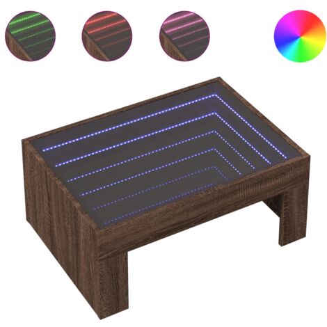 Table basse avec LED infini chêne marron 70x50x30 cm