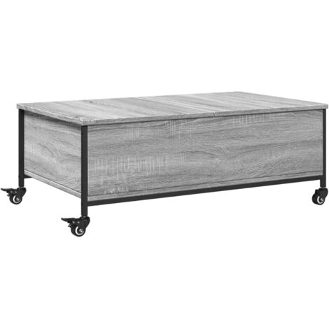Table basse avec roulettes gris bois d'ingénierie