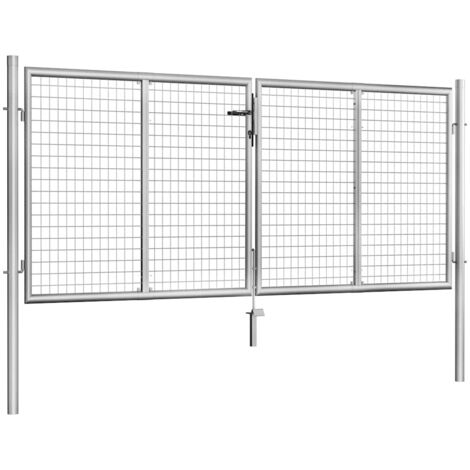 Portail battant en acier galvanisé de dimensions 306 x 100 cm argent ...