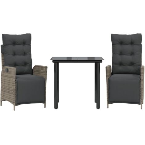 Ensemble repas résine tressée avec coussins d'assise gris confort ...