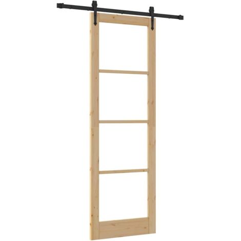 Porte Coulissante ORKDAL Marron 78 x 232 cm Bois et métal