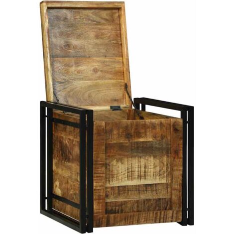 Boîte de Rangement 50 x 50 x 50 cm bois de manguier brut