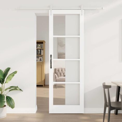 Porte Coulissante Blanc 78 x 232 cm Bois et métal