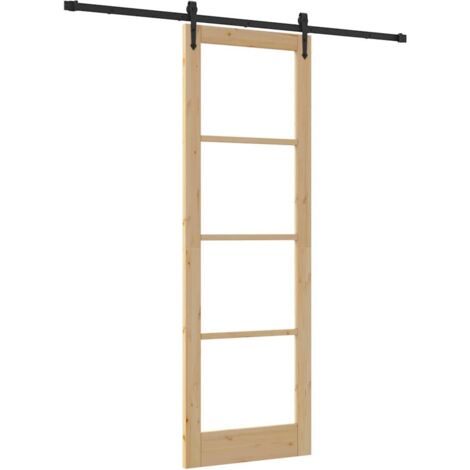 Porte Coulissante ORKDAL Marron 78 x 232 cm Bois et métal