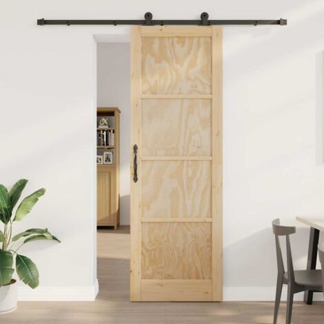 Porte Coulissante ORKDAL Naturel et noir 78 x 232 cm