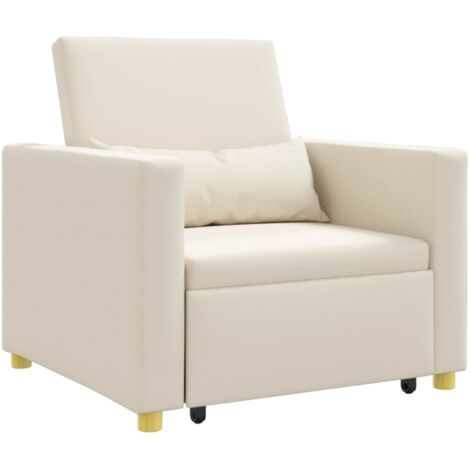 Canapé Lit Simple Blanc crème 90 x 165 x 87 cm tissu