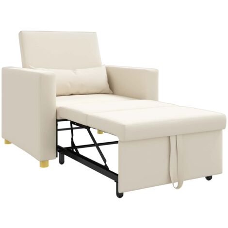 Canapé Lit Simple Blanc crème 90 x 165 x 87 cm tissu