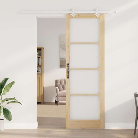 Porte Coulissante Marron 78 x 232 cm Bois et métal