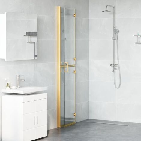 Mur de douche à l'italienne Doré et transparent 90 x 190 cm
