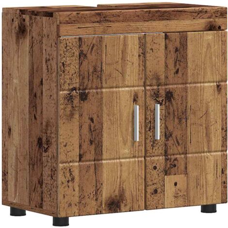 Armoire de lavabo de salle de bain avec porte TULUM Bois ancien