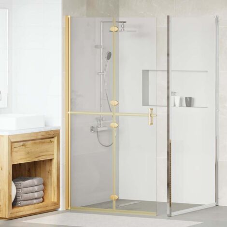 Mur de douche à l'italienne Doré et transparent 100 x 190 cm