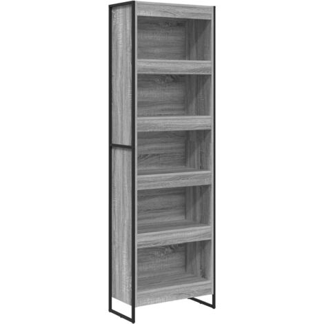 Bibliothèque grise 2 pièces avec grandes étagères de rangement solides ...