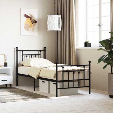 Structure de lit une place en metal noir 75x190 cm pour petit espace ...