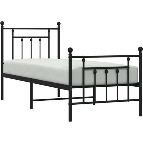Structure de lit une place en metal noir 75x190 cm pour petit espace ...