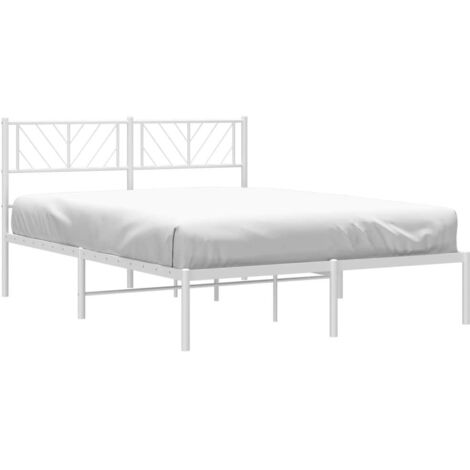 Lit double métal blanc 140x200 cm structure stable et montage facile ...