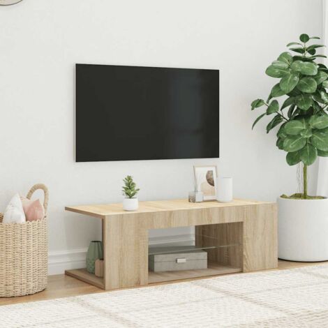 Meuble TV avec lumières LED chêne moderne 90x39x30 cm pour salon ...