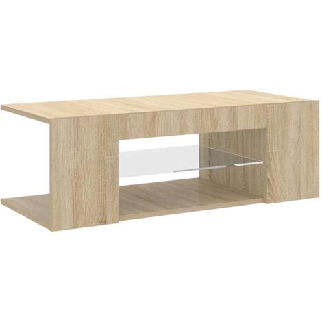 Meuble TV avec lumières LED chêne moderne 90x39x30 cm pour salon ...