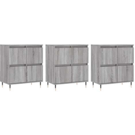 Enfilade de salon grise buffets 3 pcs bois composite design moderne ...