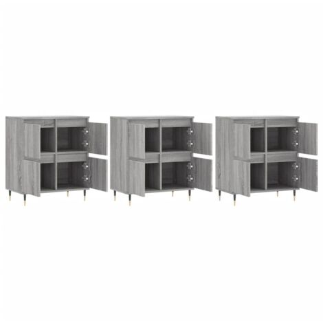 Enfilade de salon grise buffets 3 pcs bois composite design moderne ...
