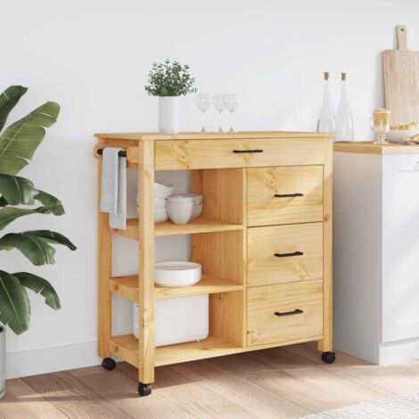 Chariot de cuisine MONZA 84x40x88,5 cm bois massif de pin