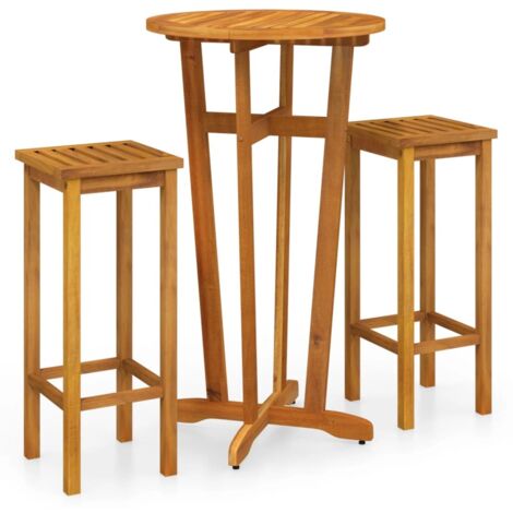 Set de bar 3 pièces bois d acacia massif haute résistance design épuré ...