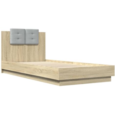Lit une place avec LED 90x200 cm bois de chêne design scandinave ...
