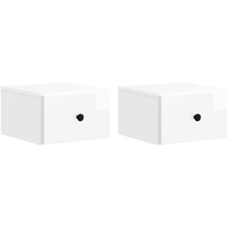 Chevet mural blanc brillant lot de 2 rangements suspendus design épuré ...